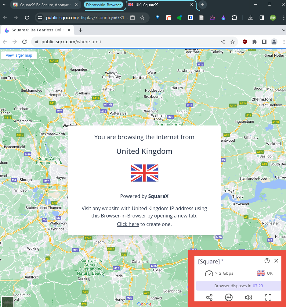 SquareX 支援「跨區瀏覽」的 Chrome 擴充功能：虛擬 IP | 一次性瀏覽器 | 一次性文件檢視器 | 一次性Email ...